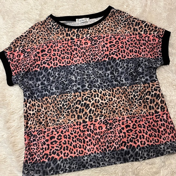 Tops | Multi Color Leopard Print Top | Poshmark